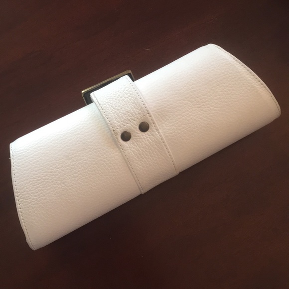 Jalda | Bags | Jalda White Leather Buckle Clutch | Poshmark